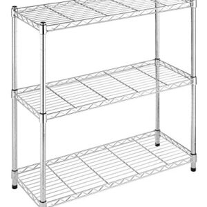 Whitmor Supreme 3 Tier Shelving with Adjustable Shelves and Leveling Feet - 350 lb. Capacity per Shelf - Chrome