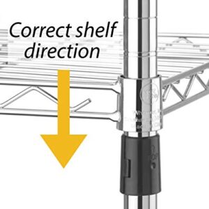 Whitmor Supreme 3 Tier Shelving with Adjustable Shelves and Leveling Feet - 350 lb. Capacity per Shelf - Chrome