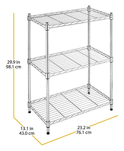 Whitmor Supreme Small 3 Tier Shelving Adjustable Chrome