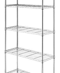 Whitmor Supreme 5 Tier Shelving with Adjustable Shelves and Leveling Feet - 350 lb. Capacity per Shelf - Chrome