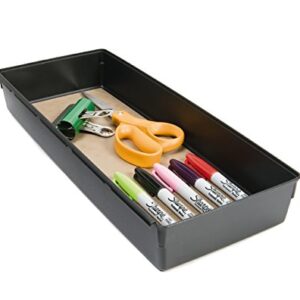 Rubbermaid No-Slip Interlocking Drawer Organizer, 6 x 15-in, Black with Gray Base (1994535)