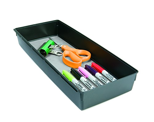 Rubbermaid No-Slip Interlocking Drawer Organizer, 6 x 15-in, Black with Gray Base (1994535)