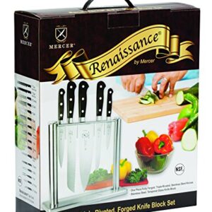 Mercer Culinary M23500 Renaissance 6-Piece Forged Knife Block Set, Tempered Glass Block