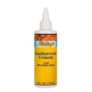 fiebing’s leathercraft cement – leather glue (4oz) – quick drying, high strength, flexible adhesive w/permanent bonding for craft or repair for leather jackets, shoes, wallets, furniture – non-toxic