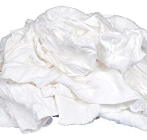 Buffalo Industries (10521) Absorbent White Recycled T-Shirt Cloth Rags - 1 lb. box - For All-purpose Wiping, Cleaning, and Polishing - Made from 100% Recycled Materials