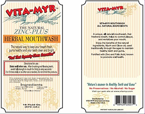 VITA-MYR Zinc-Plus Xtra Herbal Mouthwash (16 Ounce)