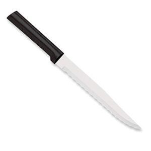 rada cutlery serrated slicing knife stainless blade and steel resin, 11-1/4 inches, black handle