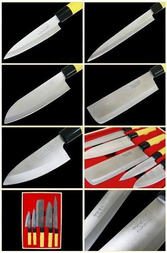 Japanese Kitchen Knife Set of 5 (Wooden Box Case) Mr. Takaaki Nakamura