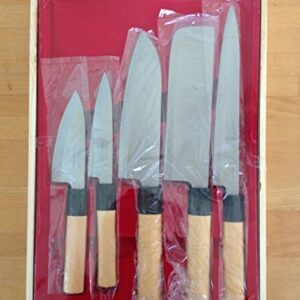 Japanese Kitchen Knife Set of 5 (Wooden Box Case) Mr. Takaaki Nakamura