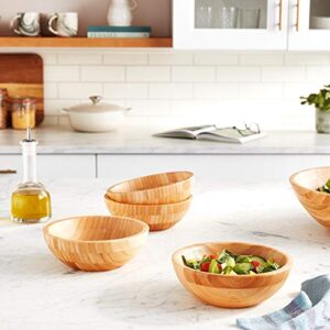 Lipper International Bamboo Wood Salad Bowls, Small, 7" Diameter x 2.25" Height, Set of 4 Bowls