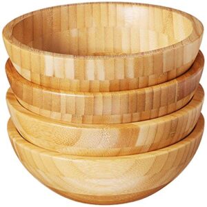 lipper international bamboo wood salad bowls, small, 7″ diameter x 2.25″ height, set of 4 bowls