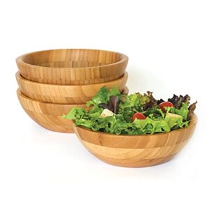 Lipper International Bamboo Wood Salad Bowls, Small, 7" Diameter x 2.25" Height, Set of 4 Bowls