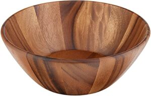 lipper international acacia round flair serving bowl for fruits or salads, large, 12″ diameter x 4.5″ height, single bowl