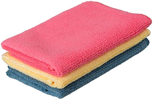 Superio Microfiber Cleaning Cloth 16x16 Highly Absorbent Cleaning Rags for House, Kitchen, Bathroom ,Car 3 Pack Multi Color Coded Multi-Purpose Streak-Free lint-Free Towels