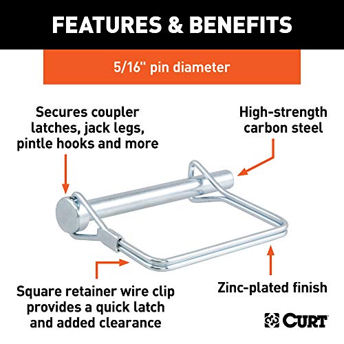 CURT 25011 Trailer Coupler Pin, 5/16-Inch Diameter x 3-Inch Long