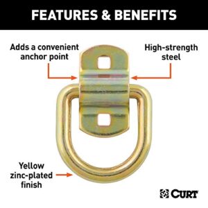 CURT 83740 3 x 3-Inch Surface-Mounted Trailer D-Ring Tie Down Anchor, 11,000 lbs Break Strength