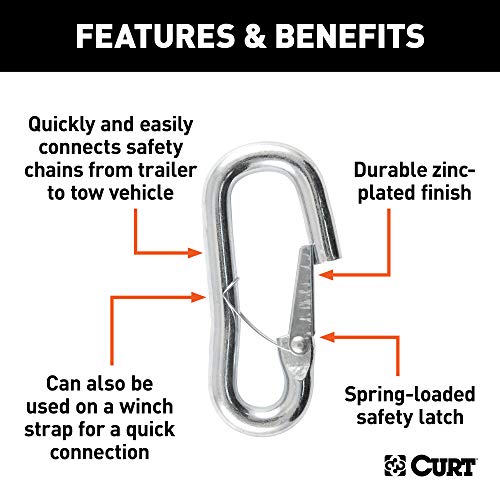 CURT 81281 Snap Hook Trailer Safety Chain Hook Carabiner Clip, 9/16-Inch Diameter, 5,000 lbs