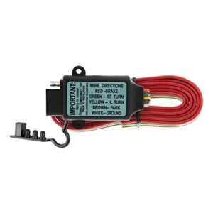 CURT 55178 Non-Powered 3-to-2-Wire Splice-in Trailer Tail Light Converter, 4-Pin Wiring Harness , Black