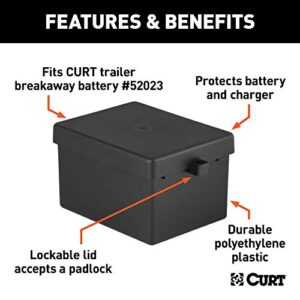 CURT 52030 5-Inch x 3-1/4-Inch x 3-7/8-Inch Lockable Breakaway Battery Case , Black