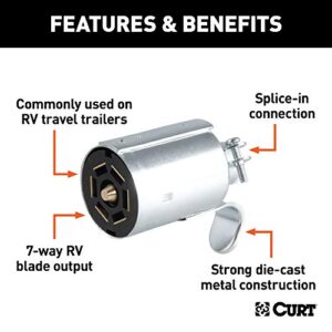 CURT 58190 Trailer-Side 7-Pin RV Blade Wiring Harness Connector