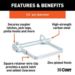 CURT 25080 Trailer Coupler Pin, 1/4-Inch Diameter x 2-3/4-Inch Long