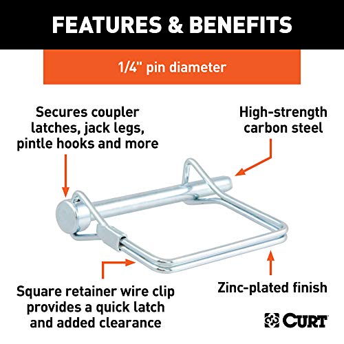 CURT 25080 Trailer Coupler Pin, 1/4-Inch Diameter x 2-3/4-Inch Long