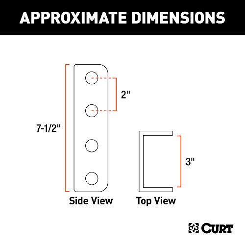 CURT 48610 Adjustable Lunette Ring or Coupler Channel 3-Inch ID x 7-1/2-Inch, 2-In Bolt Pattern