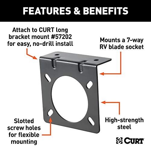 CURT 58520 Vehicle-Side Trailer Wiring Harness Mounting Bracket for 7-Pin USCAR Factory Socket on Ford, GM or Nissan