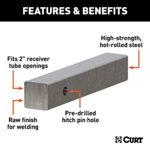 CURT 49530 2-Inch x 12-Inch Weld-On Raw Steel Trailer Hitch Bar Shank