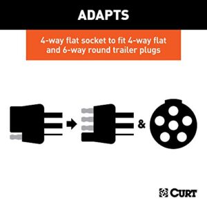 CURT 57604 Dual-Output 4-Way Flat Vehicle-Side to 6-Way Round Trailer Wiring Adapter