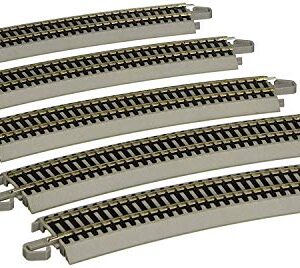 Bachmann Trains - Snap-Fit E-Z TRACK 26” RADIUS CURVED TRACK (5/card) - NICKEL SILVER Rail With Gray Roadbed - HO Scale