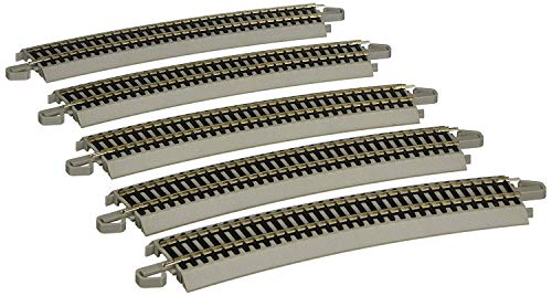 Bachmann Trains - Snap-Fit E-Z TRACK 26” RADIUS CURVED TRACK (5/card) - NICKEL SILVER Rail With Gray Roadbed - HO Scale