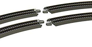 Bachmann Trains - Snap-Fit E-Z TRACK 15” RADIUS CURVED TRACK (4/card) - NICKEL SILVER Rail With Gray Roadbed - HO Scale