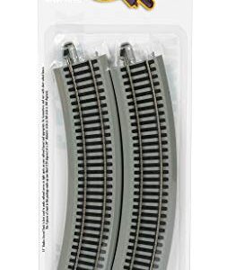 Bachmann Trains - Snap-Fit E-Z TRACK 15” RADIUS CURVED TRACK (4/card) - NICKEL SILVER Rail With Gray Roadbed - HO Scale