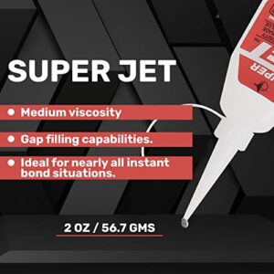 Jet Glue Super Jet - Medium Thickness Industrial Strength CA Glue - Forms Strong Bonds With Just Anything - Ideal for all Instant Bond Situations