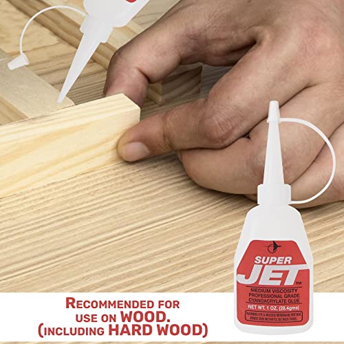 Jet Glue Super Jet - Medium Thickness Industrial Strength CA Glue - Forms Strong Bonds With Just Anything - Ideal for all Instant Bond Situations