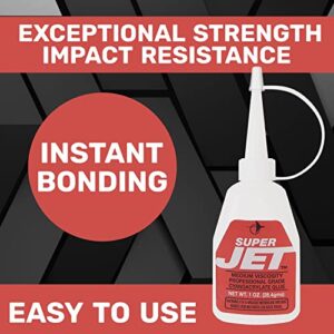 Jet Glue Super Jet - Medium Thickness Industrial Strength CA Glue - Forms Strong Bonds With Just Anything - Ideal for all Instant Bond Situations