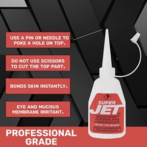 Jet Glue Super Jet - Medium Thickness Industrial Strength CA Glue - Forms Strong Bonds With Just Anything - Ideal for all Instant Bond Situations