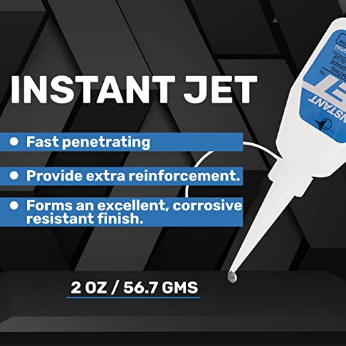 Instant Jet Glue - Long Lasting CA Glue - Fast Action Multipurpose Glue - Penetrates Porous Materials and Increases Impact Resistance