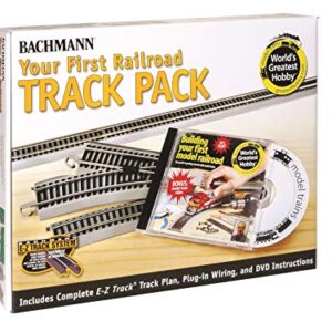 Bachmann Trains Snap-Fit E-Z TRACK WORLD’S GREATEST HOBBY FIRST RAILROAD TRACK PACK - NICKEL SILVER Rail With Grey Roadbed - HO Scale