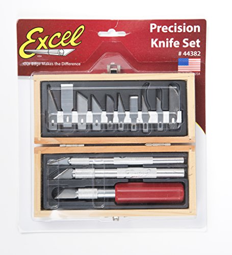 Excel Blades Sharp Hobby Knife Set, Precision Cutting Tool Set for Vinyl, Paper, Wood, Leather, Craft Knife Bulk Set Includes Light To Heavy Duty Knives and 13 Blades