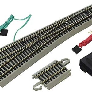 Bachmann Trains - Snap-Fit E-Z TRACK #5 TURNOUT - LEFT (1/card) - NICKEL SILVER Rail With Gray Roadbed - HO Scale