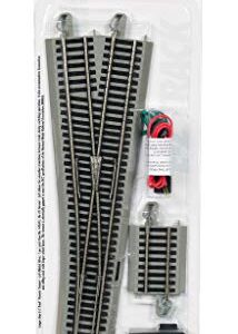 Bachmann Trains - Snap-Fit E-Z TRACK #5 TURNOUT - LEFT (1/card) - NICKEL SILVER Rail With Gray Roadbed - HO Scale