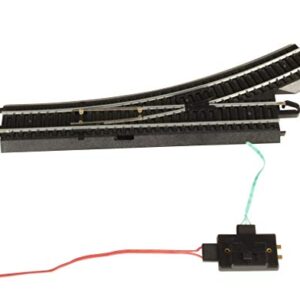 Bachmann Trains - Snap-Fit E-Z TRACK REMOTE TURNOUT - LEFT (1/card) - STEEL ALLOY Rail With Black Roadbed - HO Scale