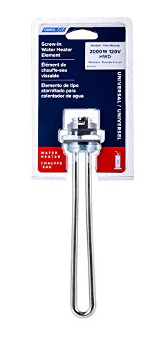 Camco 2000W/120V Screw-In Water Heater Element | Features a High Watt Density Design, a 1-11 ½-inch NPSM Steel Bushing, and is Compatible with Most Water Heaters (02203)