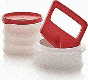 tupperware hamburger press and freezer set in chili red