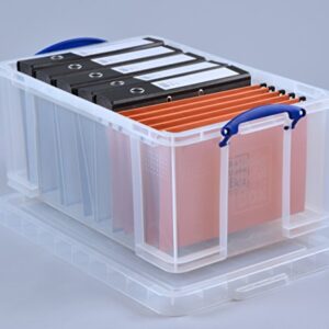 Really Useful Boxes(R) Plastic Storage Box, 64 Liters, 12 1/4in.H x 17 5/16in.W x 28in.D, Clear, 64C