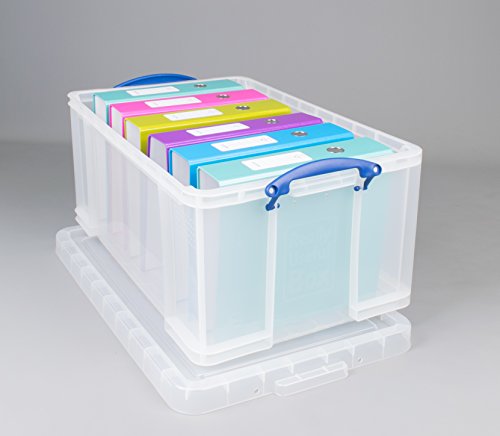 Really Useful Boxes(R) Plastic Storage Box, 64 Liters, 12 1/4in.H x 17 5/16in.W x 28in.D, Clear, 64C