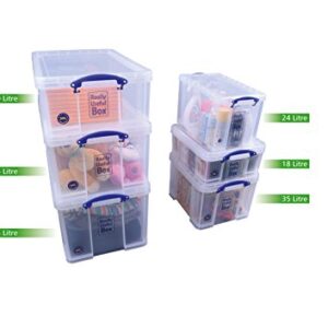 Really Useful Boxes(R) Plastic Storage Box, 64 Liters, 12 1/4in.H x 17 5/16in.W x 28in.D, Clear, 64C