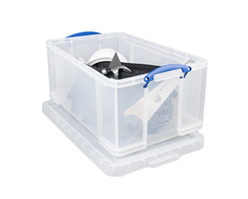 Really Useful Boxes(R) Plastic Storage Box, 64 Liters, 12 1/4in.H x 17 5/16in.W x 28in.D, Clear, 64C